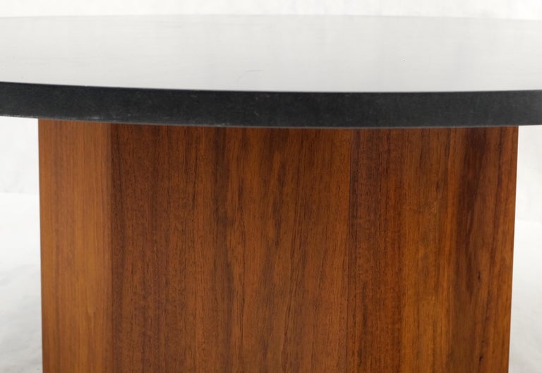 Octagonal Oil Walnut Base Round Slate Top Mid-Century Modern Coffee ...