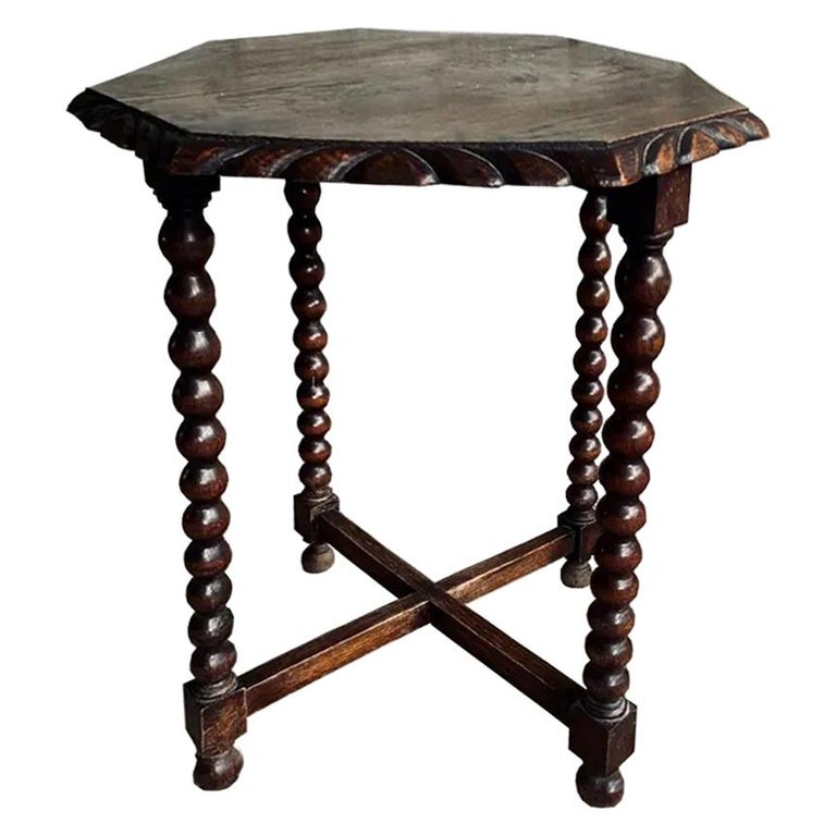 Octagonal Side Table Bobbin Turned Legs, Late 19th Century at 1stDibs