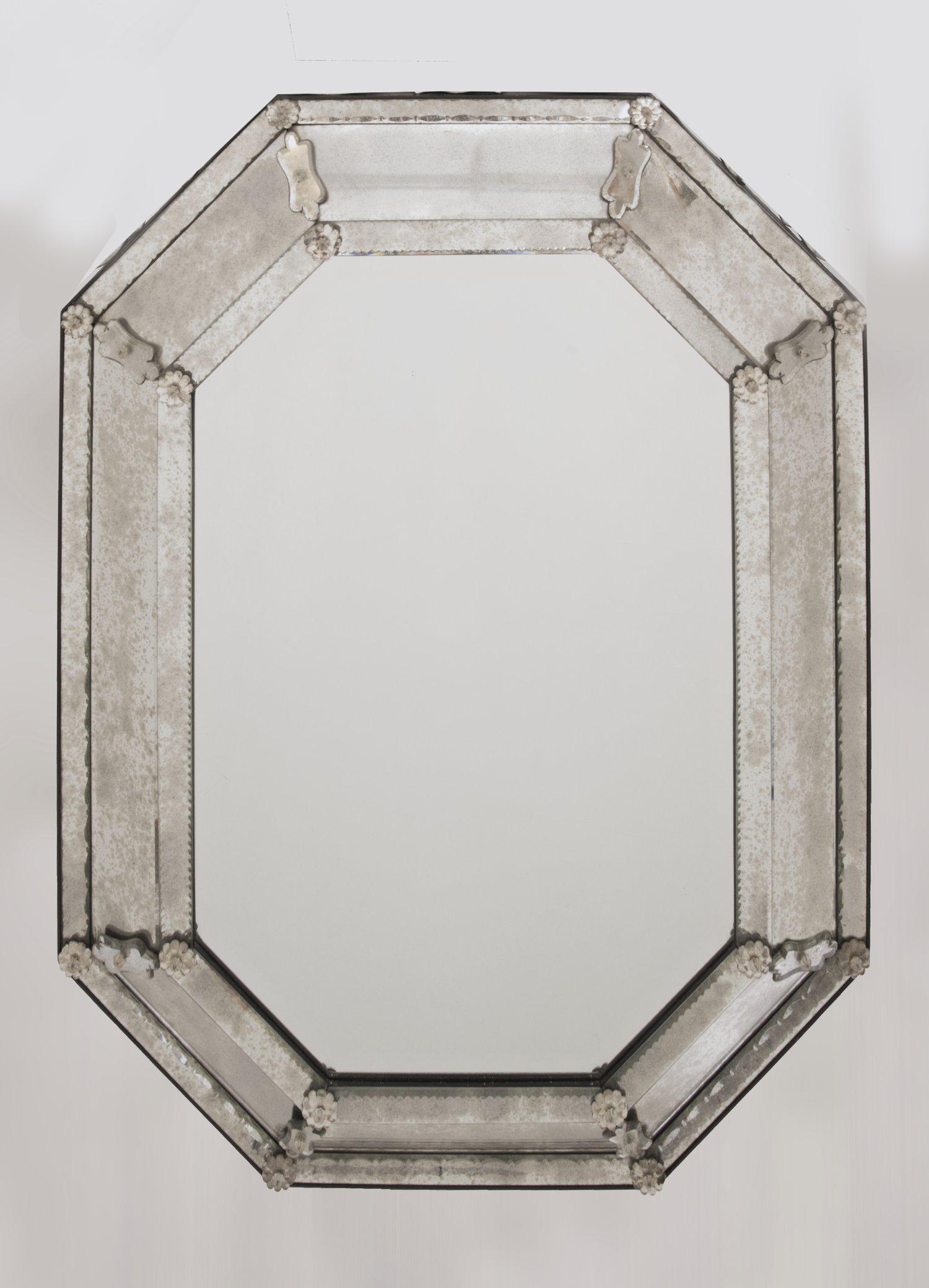 Octagonal Venetian Mirror with Smokey Glass Frame For Sale at 1stDibs