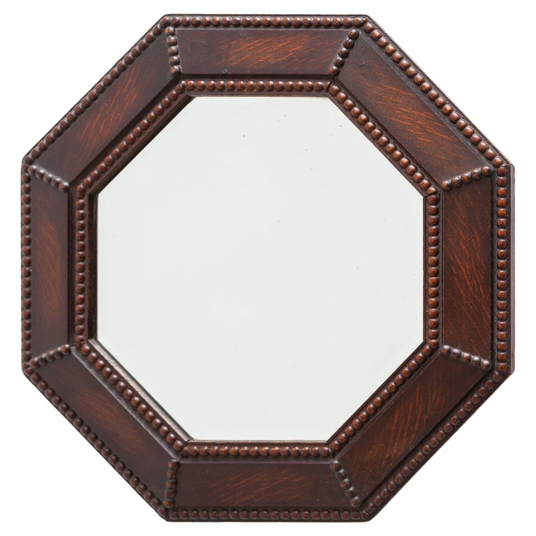 Octagonal Wall Hanging Beveled Mirror in Oak Framed Art Deco For Sale ...