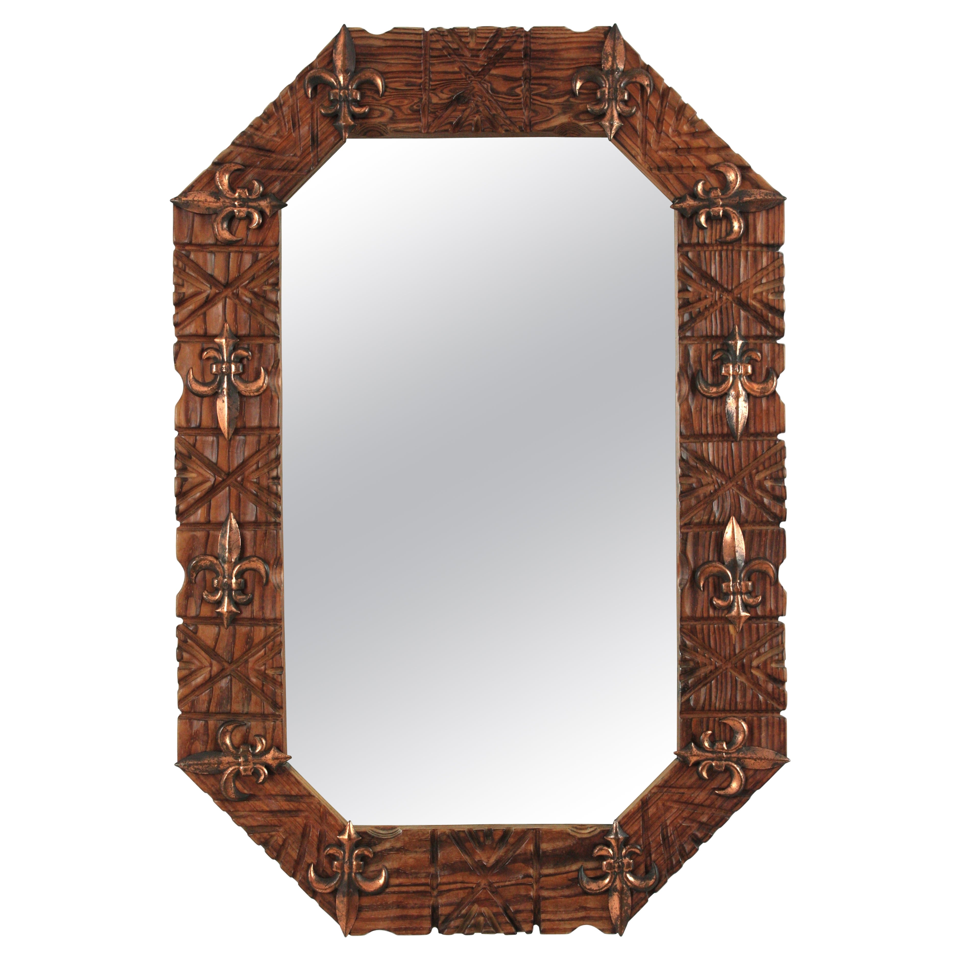 Spanish Colonial Rectangular Mirror in Carved Wood and Leaf Corner ...