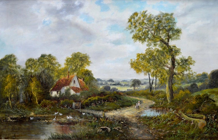 Octavius Thomas Clark - Cottage by the Stream - 19th Century English ...