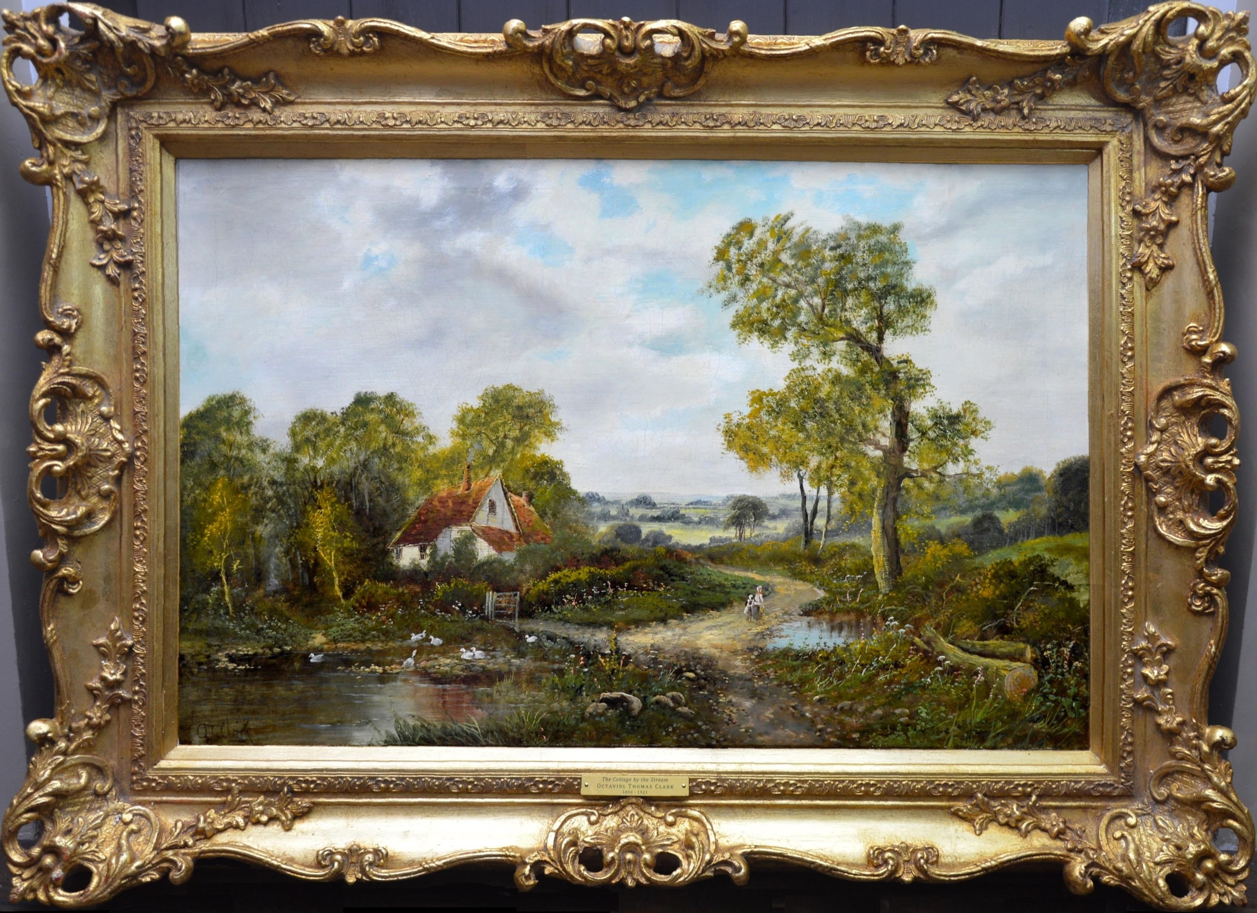 Octavius Thomas Clark - Cottage by the Stream - 19th Century English ...