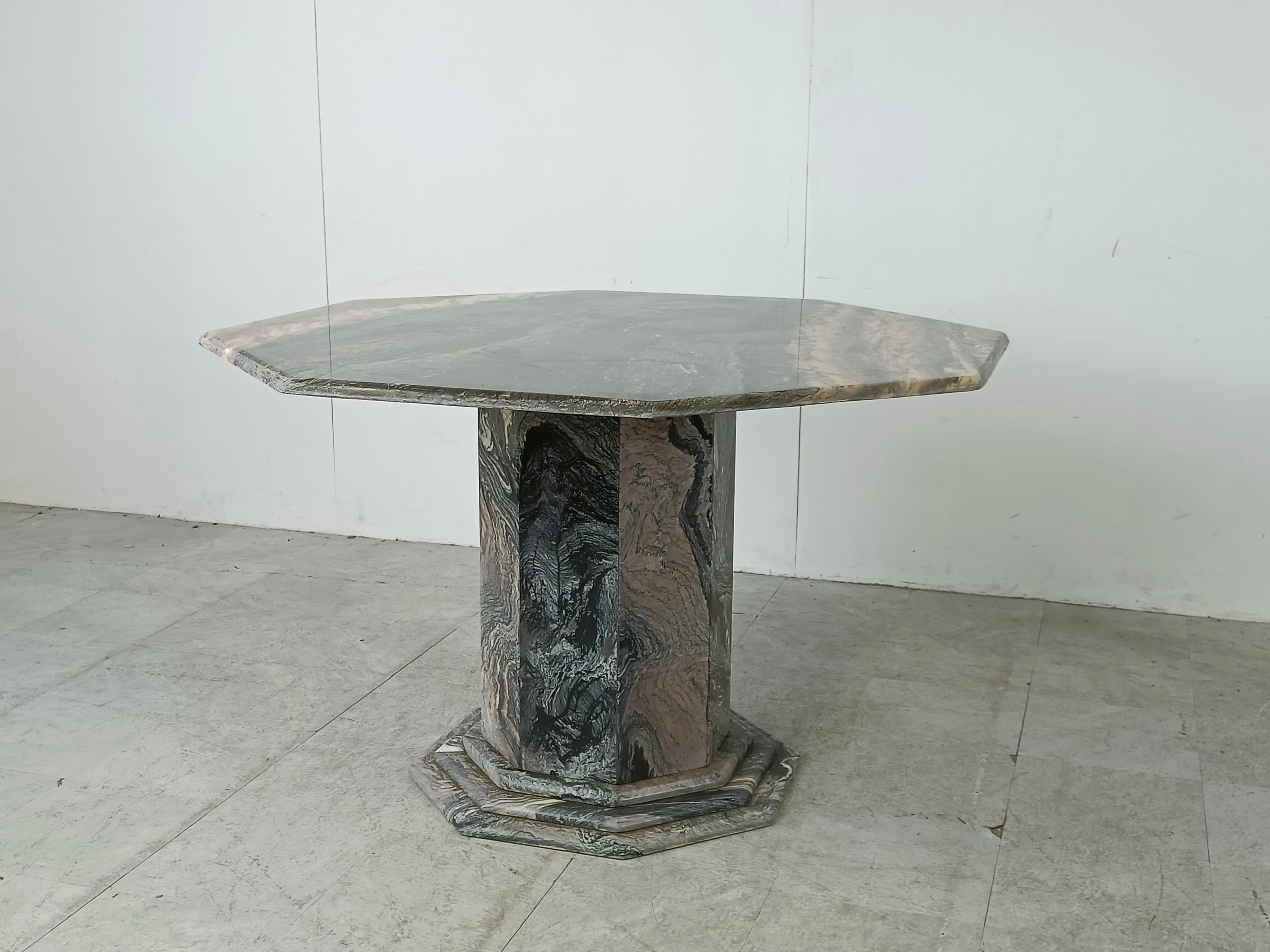 Octogonal marble dining table, 1970s at 1stDibs