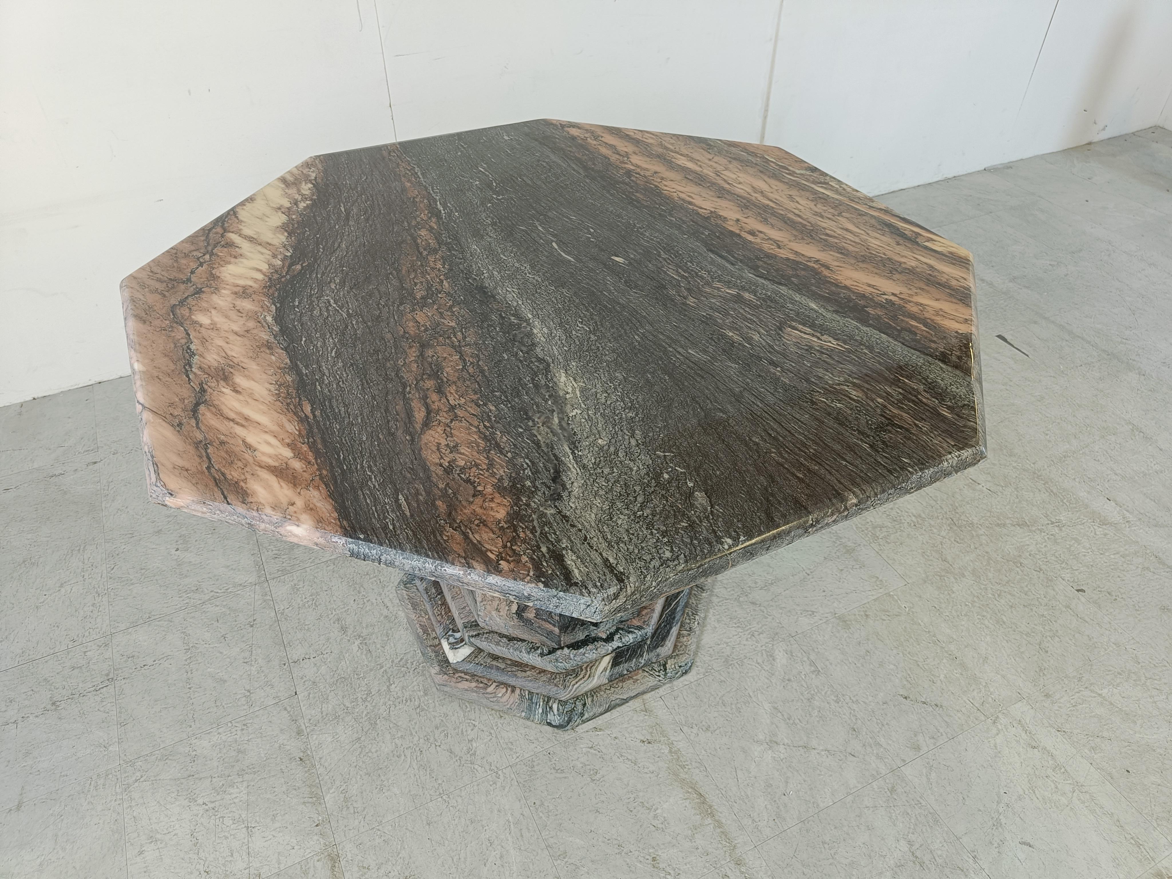 Octogonal marble dining table, 1970s at 1stDibs