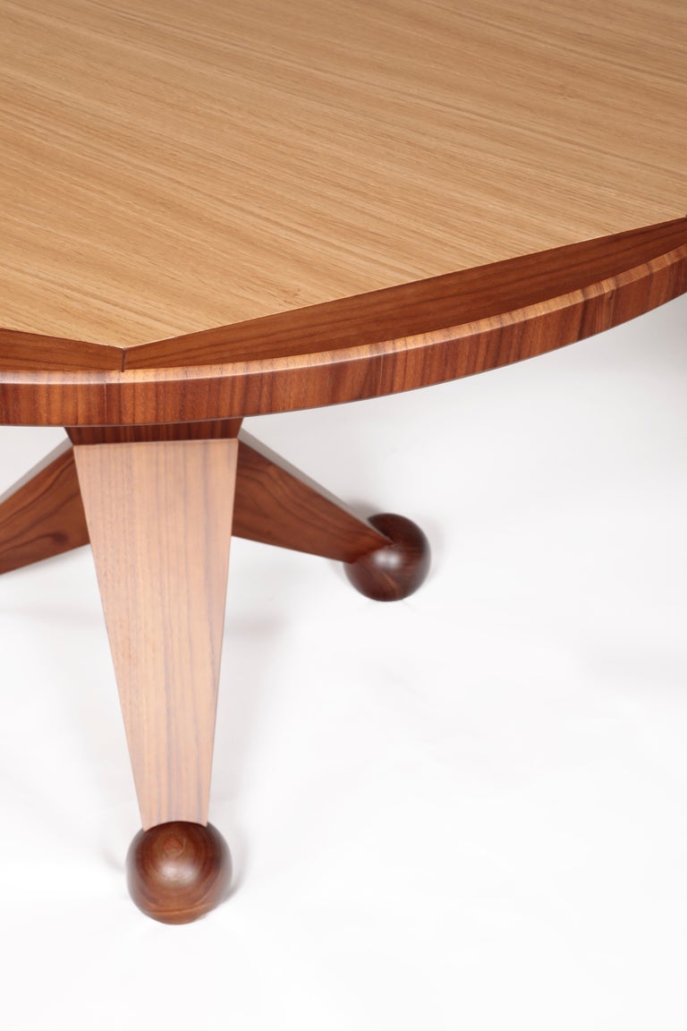 Octogonal Solid Oak Triptych Leg Table from Laura Gonzalez Collection ...