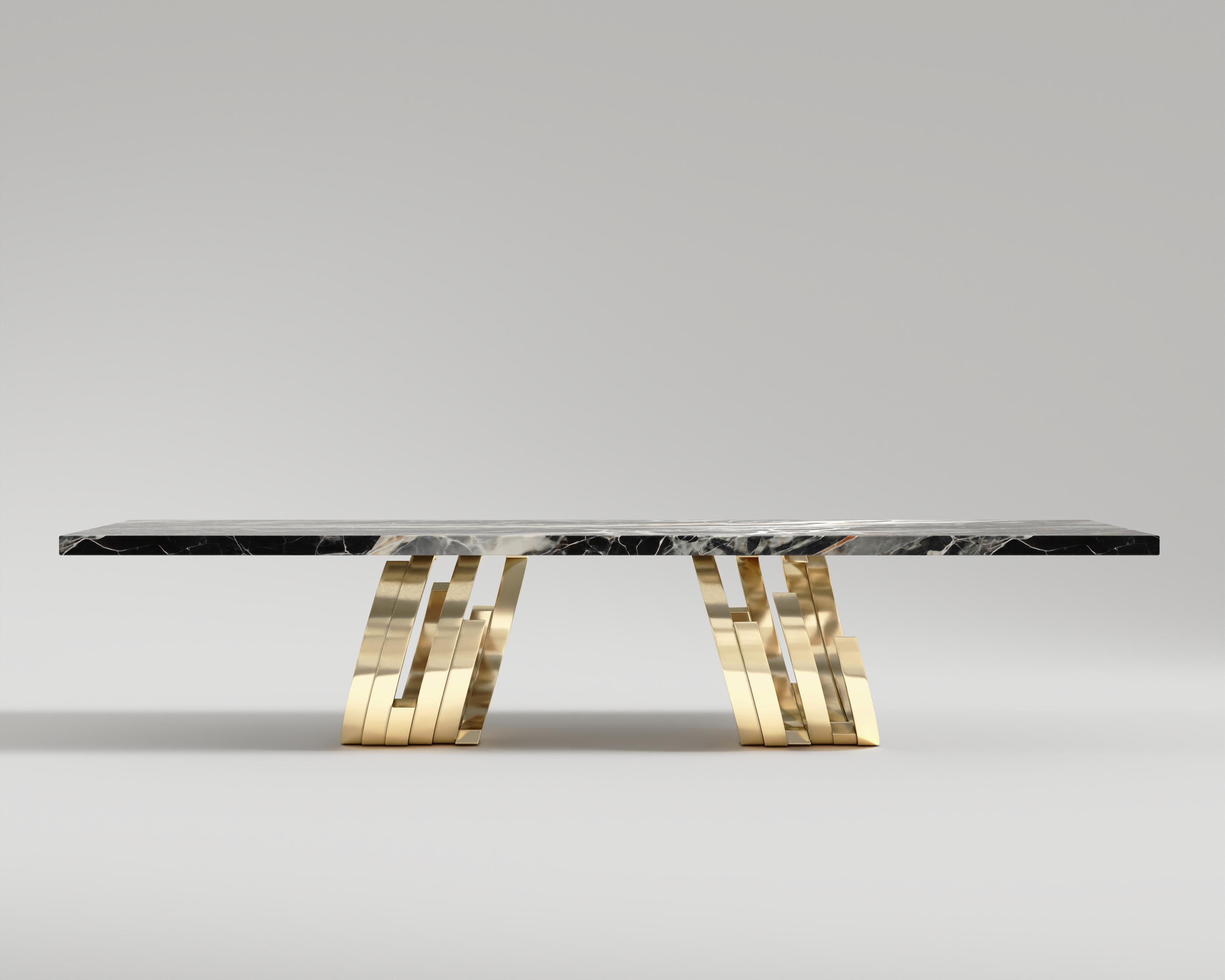 Oculus Dining Table in Polished Bronze and Marble Tabletop by Palena ...