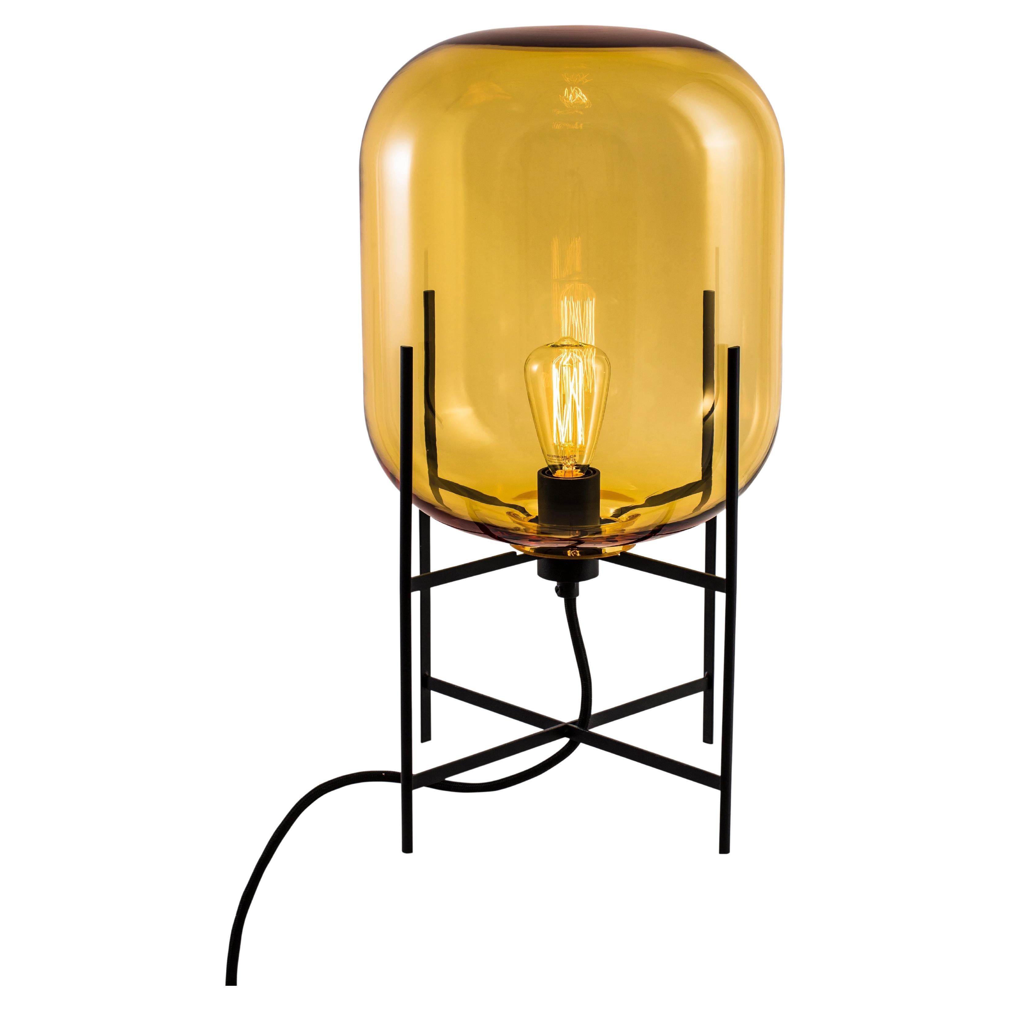 Oda Floor/Table Lamp, European, Minimalist, Amber, Black Base, German ...