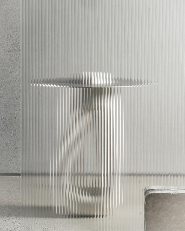 Odace, Contemporary Side Table, Carved Ash Base and Steel Top by Nadine ...