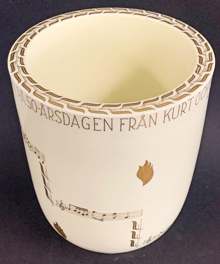 "Ode to Music," Exceptional Art Deco Vase with Bars of Music by Kåge ...