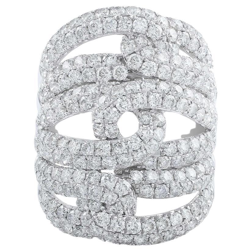 Odelia 18K White Gold Black and White Diamond Shell Ring For Sale at ...