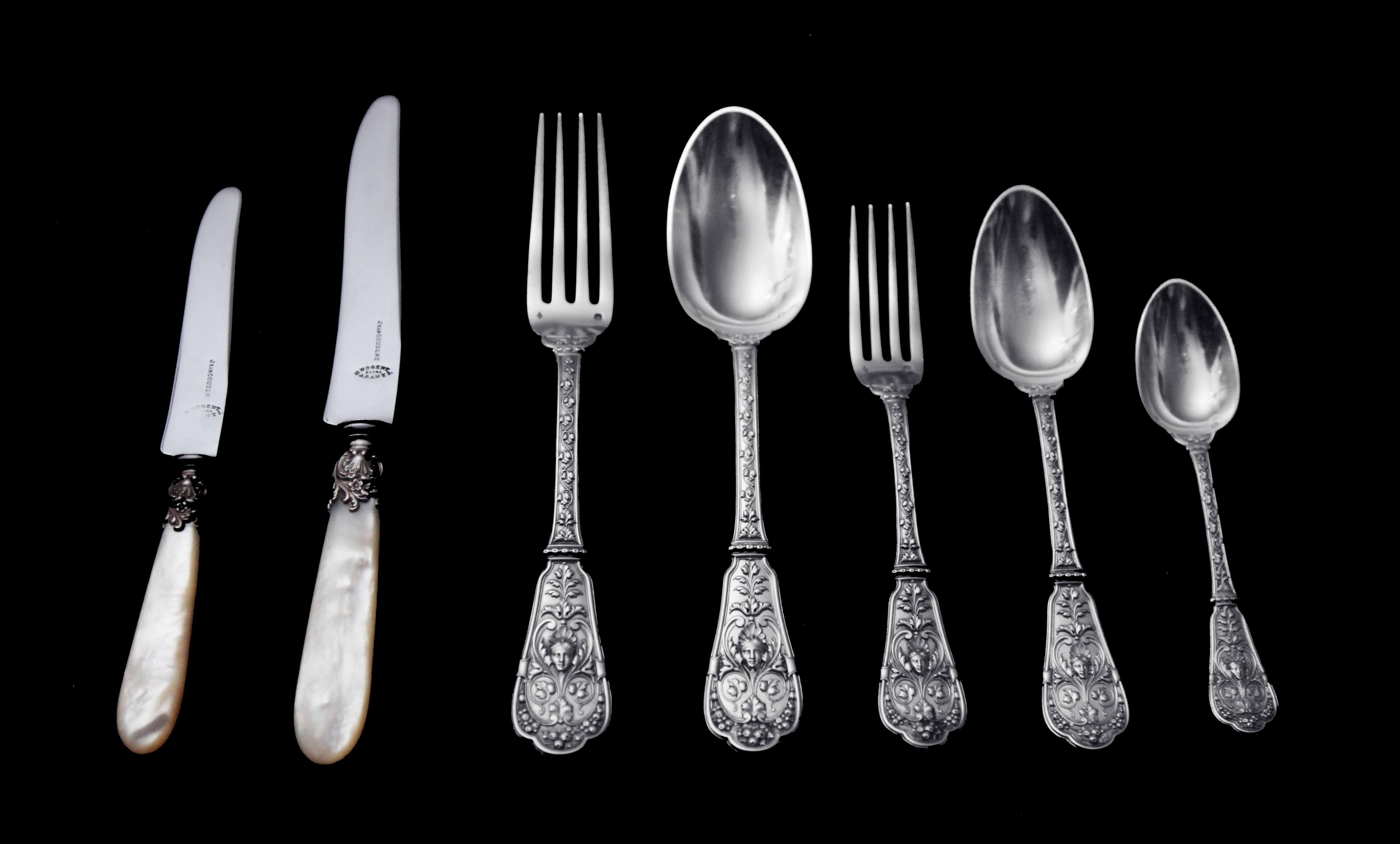 Odiot - 184pc. Chareaubriant Antique French Sterling Silver Flatware ...
