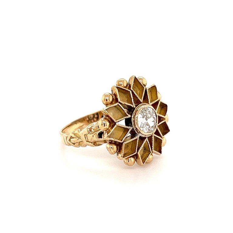 OEC Diamond Victorian 9K Gold Ring Estate Fine Jewelry For Sale at 1stDibs