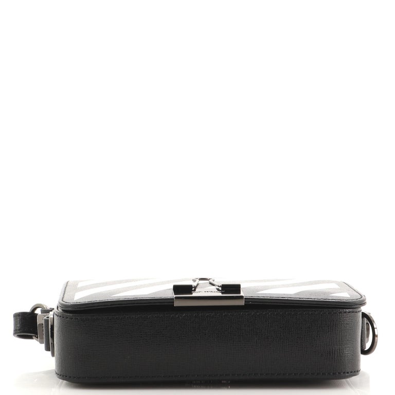 Off White Binder Clip Flap Bag Striped Leather Mini For Sale at 1stDibs