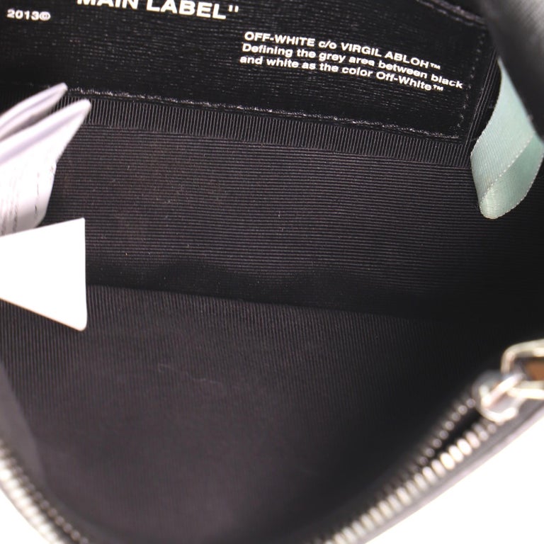 Off White Binder Clip Flap Bag Striped Leather Mini For Sale at 1stDibs