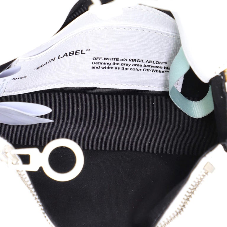 Off White Binder Clip Flap Bag Striped Leather Small For Sale at 1stDibs