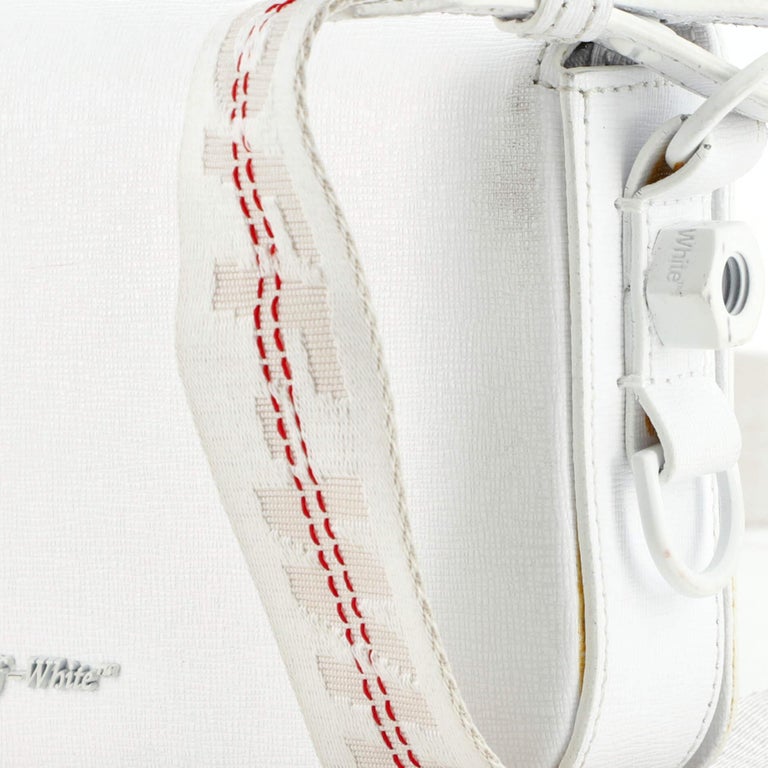 Off White Binder Clip Flap Bag Striped Leather Small For Sale at 1stDibs