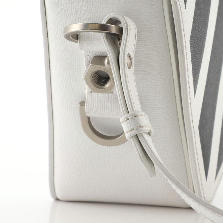 Off White Binder Clip Flap Bag Striped Leather Small For Sale at 1stDibs
