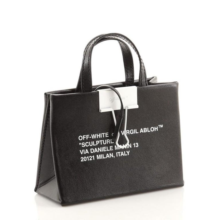 Off White Binder Clip Tote Printed Leather Baby at 1stDibs