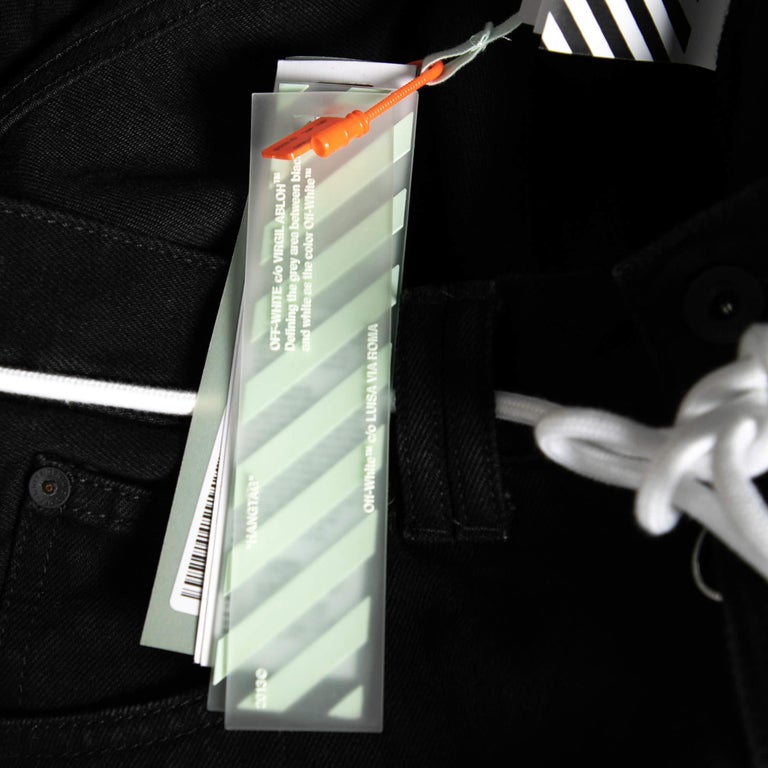 Off-White Black Denim Arrow Printed Jeans M For Sale at 1stDibs