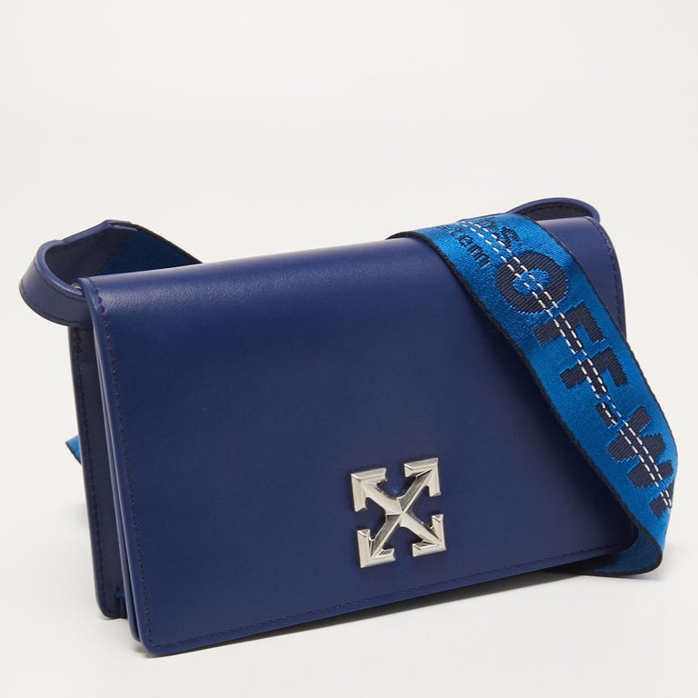 Off-White Blue Leather Jitney Flap Crossbody Bag For Sale at 1stDibs