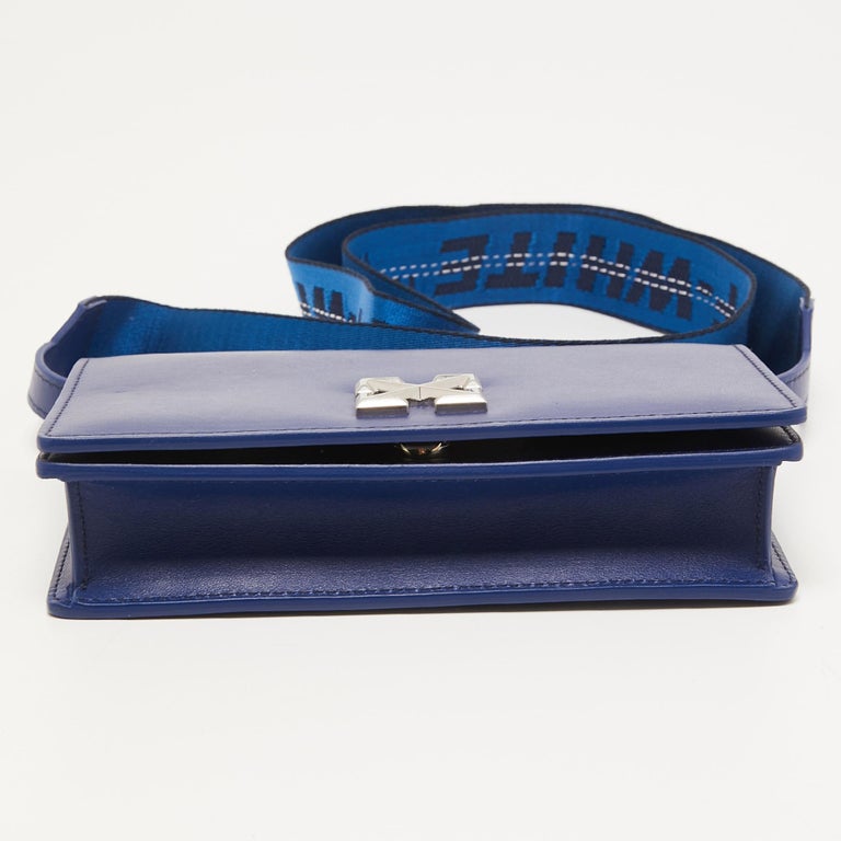 Off-White Blue Leather Jitney Flap Crossbody Bag For Sale at 1stDibs