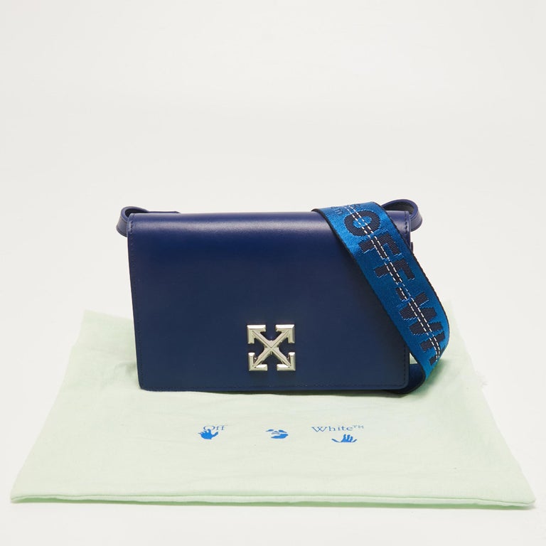 Off-White Blue Leather Jitney Flap Crossbody Bag For Sale at 1stDibs