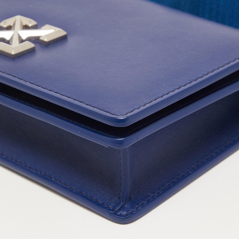 Off-White Blue Leather Jitney Flap Crossbody Bag For Sale at 1stDibs