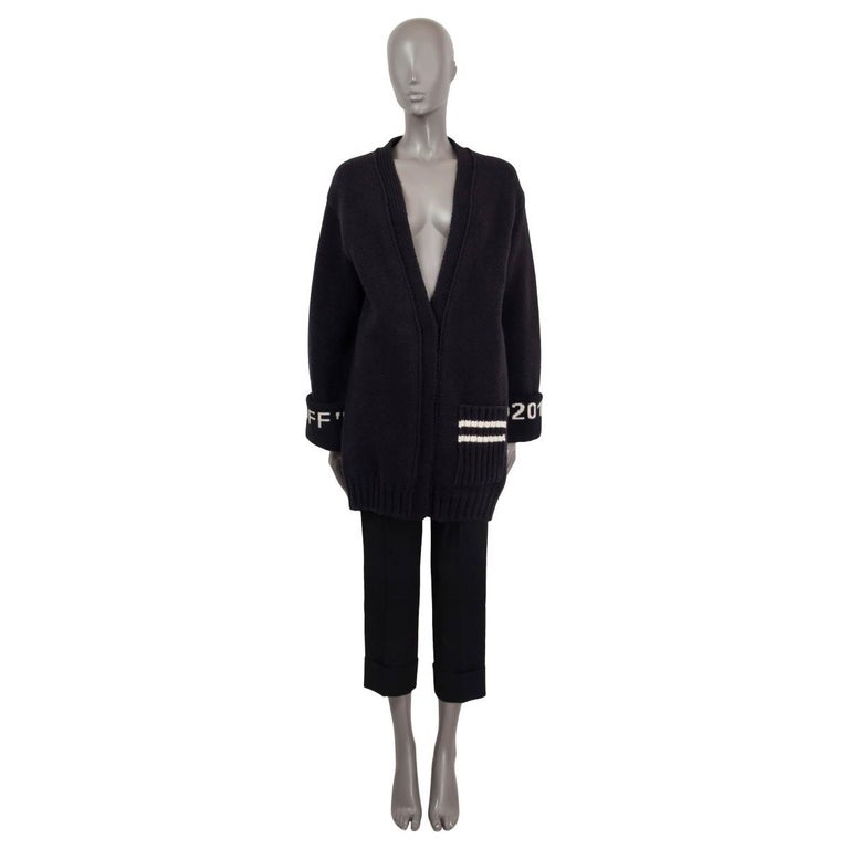 OFF-WHITE c/o VIRGIL ABLOH black wool 2013 POCKET Cardigan Sweater 40 M ...