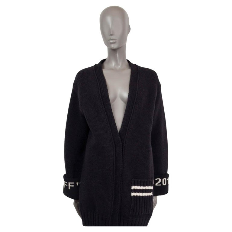 OFF-WHITE c/o VIRGIL ABLOH black wool 2013 POCKET Cardigan Sweater 40 M ...