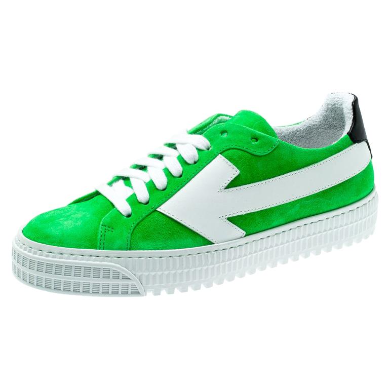 Off-White C/O Virgil Abloh Neon Green Suede Arrow Sneakers Size 36 For ...