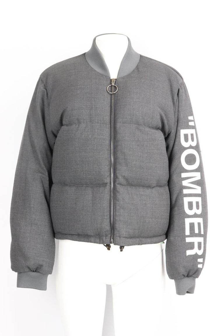 Off-white C/o Virgil Abloh Printed Quilted Padded Wool Bomber Jacket It ...