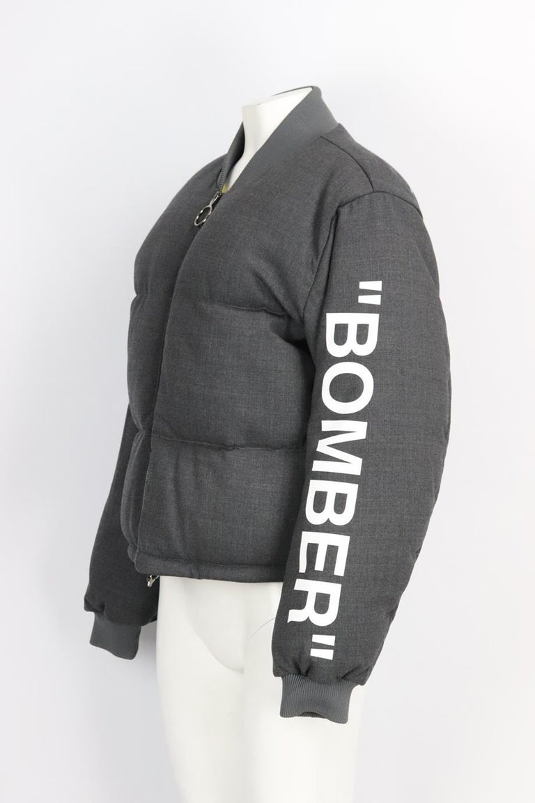 Off-white C/o Virgil Abloh Printed Quilted Padded Wool Bomber Jacket It ...