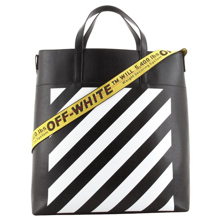 Off White Convertible Tote Striped Leather Medium For Sale at 1stDibs