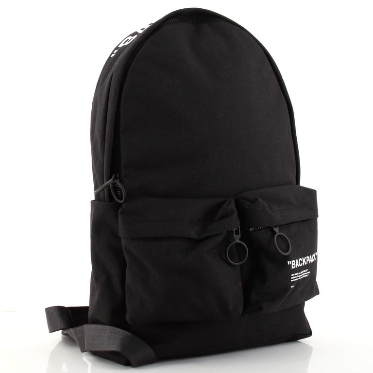 Off White Double Front Pocket Backpack Printed Canvas For Sale at 1stDibs