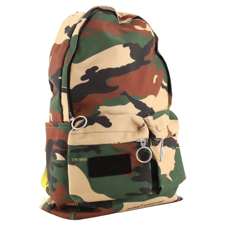 Off White Double Front Pocket Backpack Printed Canvas For Sale at 1stDibs