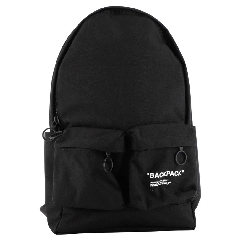Off White Double Front Pocket Backpack Printed Canvas For Sale at 1stDibs
