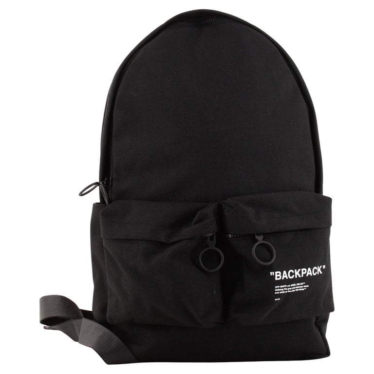 Off White Double Front Pocket Backpack Printed Canvas For Sale at 1stDibs
