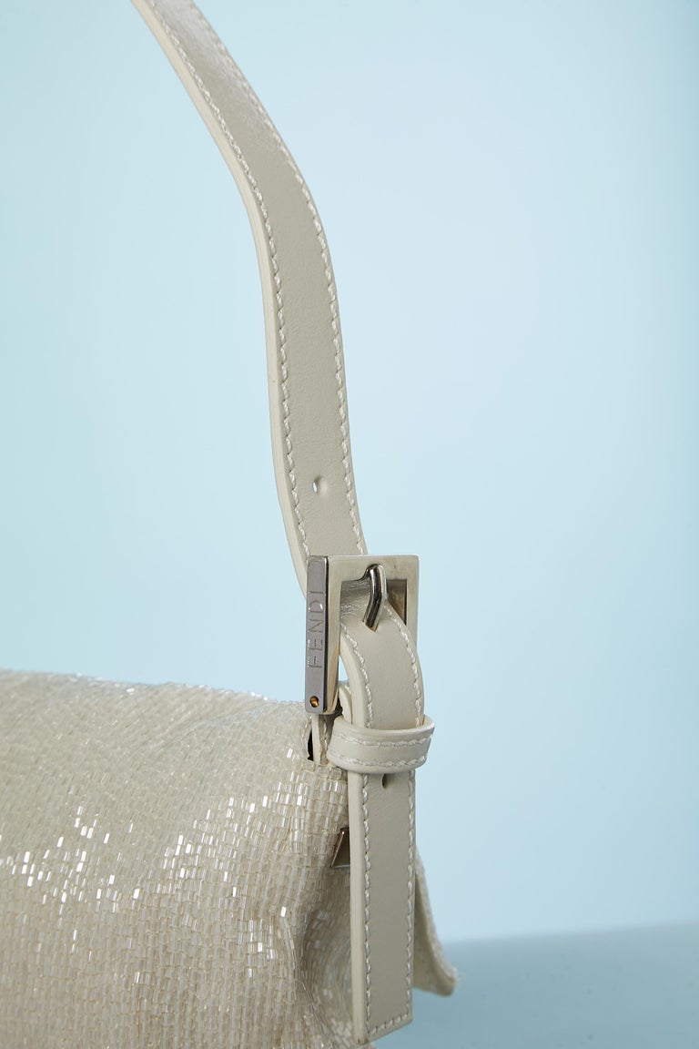 Off-white full beaded evening bag with leather details Fendi ...