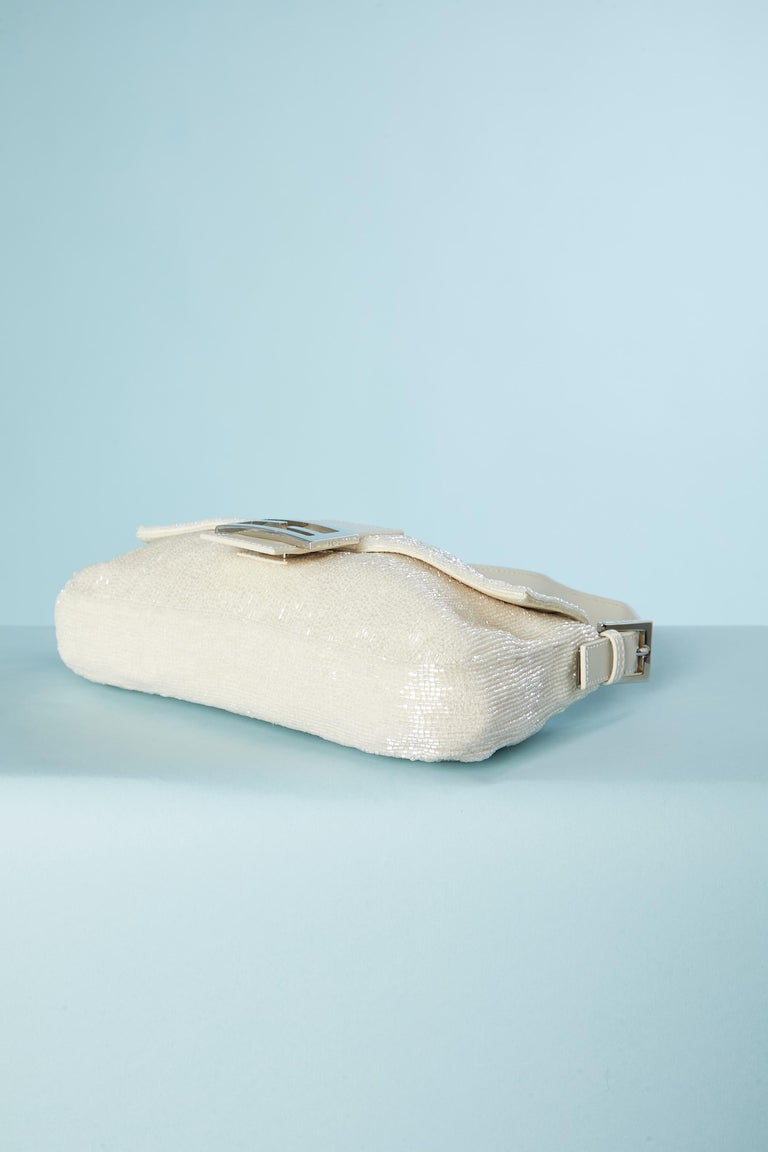 Off-white full beaded evening bag with leather details Fendi ...
