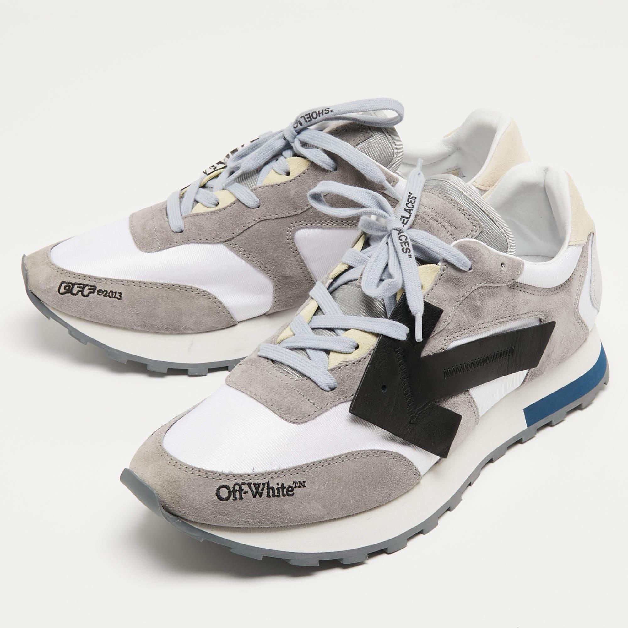 Off-White Grey Suede and Fabric Arrow Low Top Sneakers Size 44 For Sale ...