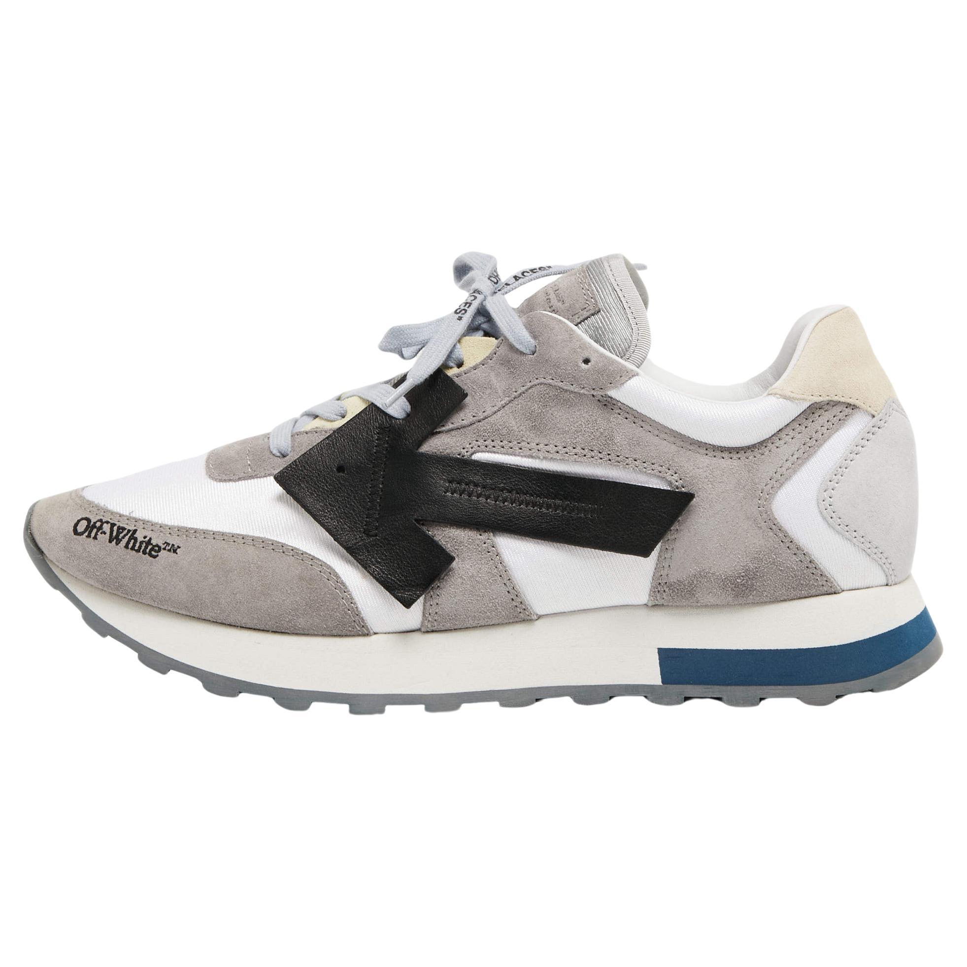 Off-White Grey Suede and Fabric Arrow Low Top Sneakers Size 44 For Sale ...