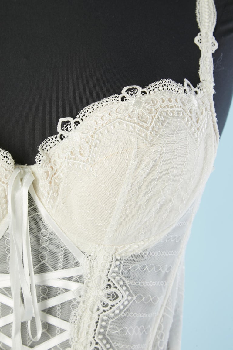 Off-white lingerie bustle with padded-bra and suspender belt Nina Ricci ...