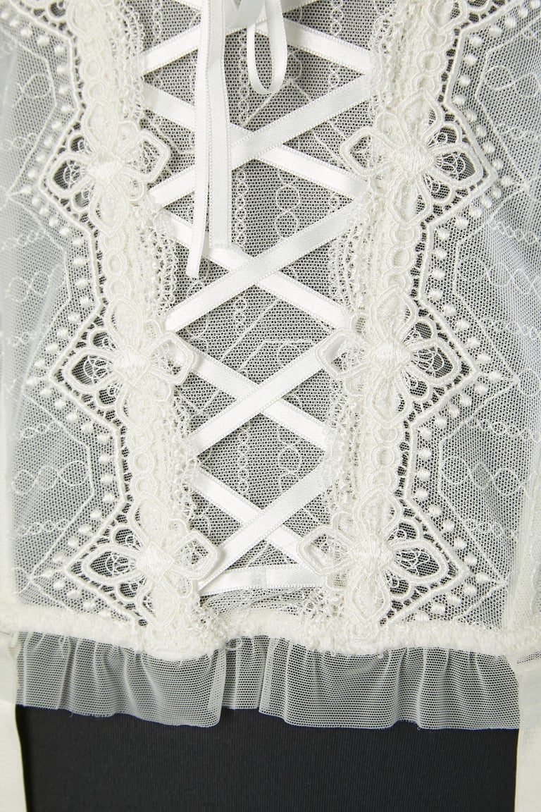 Off-white lingerie bustle with padded-bra and suspender belt Nina Ricci ...