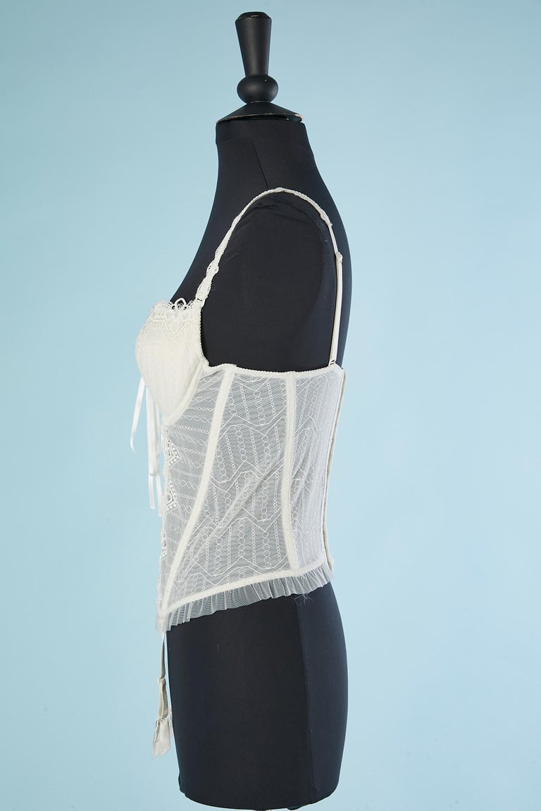 Off-white lingerie bustle with padded-bra and suspender belt Nina Ricci ...