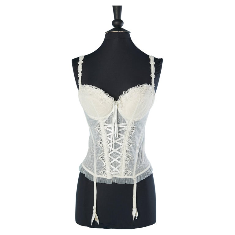 Off-white lingerie bustle with padded-bra and suspender belt Nina Ricci ...