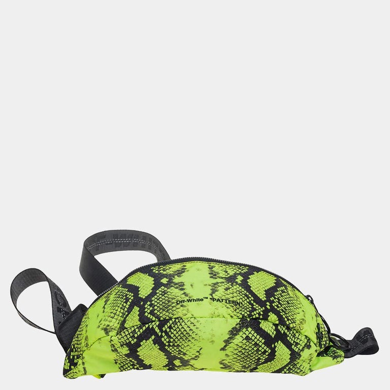 Off-White Neon Green/Black Python Print Nylon Fanny Pack Belt Bag For Sale at 1stDibs