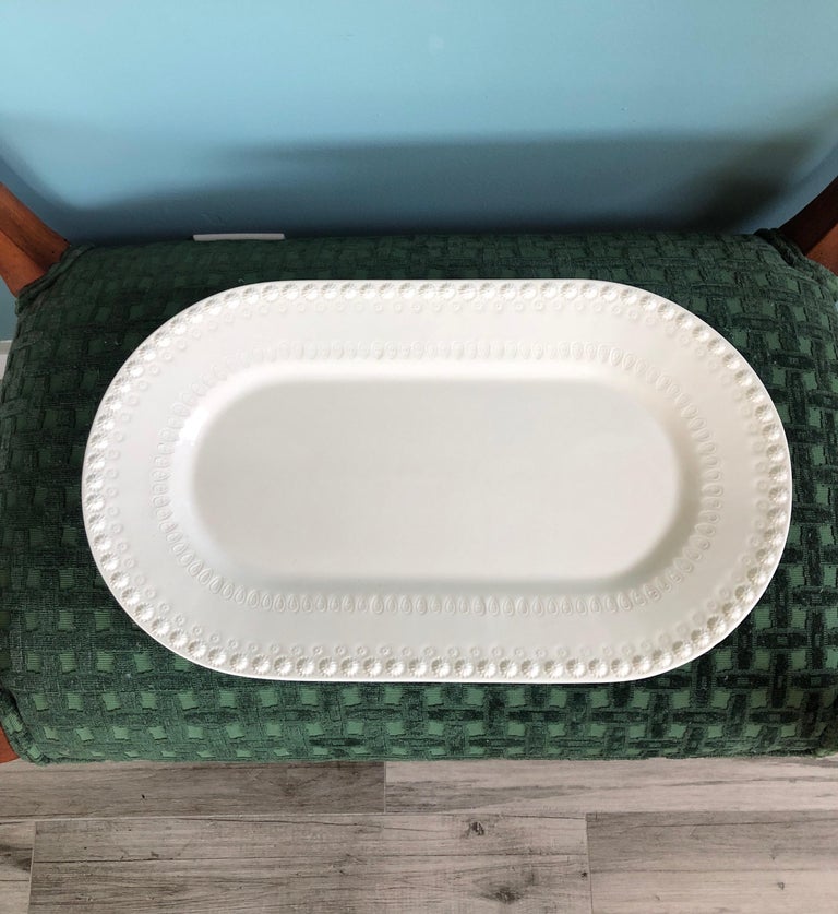 Off White Oval Ceramic Serving Platter For Sale at 1stDibs
