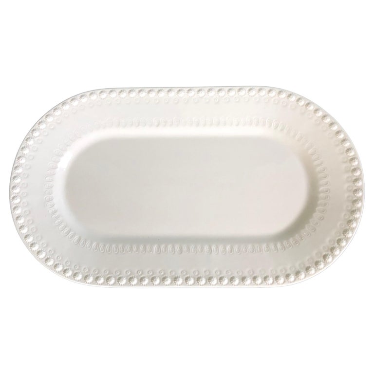 Off White Oval Ceramic Serving Platter For Sale at 1stDibs