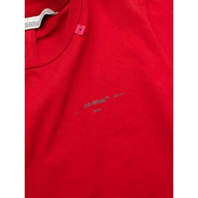 Off White Red Cotton Logo T-shirt For Sale at 1stDibs